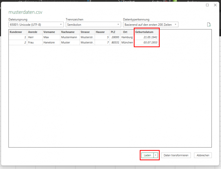 CSV Datei richtig in Excel importieren